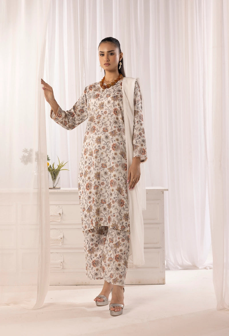 Nakhra Floral Arabic Lawn Suit With Chiffon Dupatta D2– Desi Posh