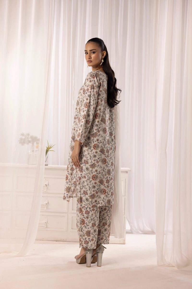 Nakhra Floral Arabic Lawn Suit With Chiffon Dupatta D2– Desi Posh