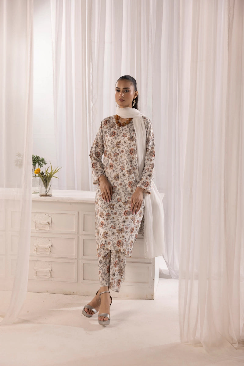 Nakhra Floral Arabic Lawn Suit With Chiffon Dupatta D2– Desi Posh