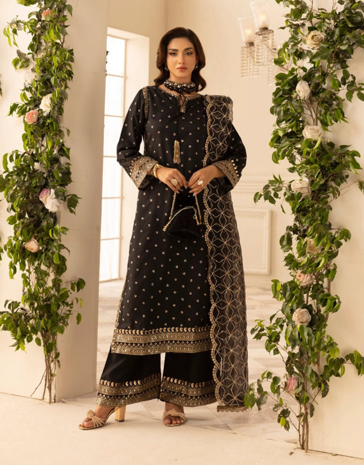 Charisma Amor Luxe Collection Viscose Silk 3 Piece Black Eid Outfit ...