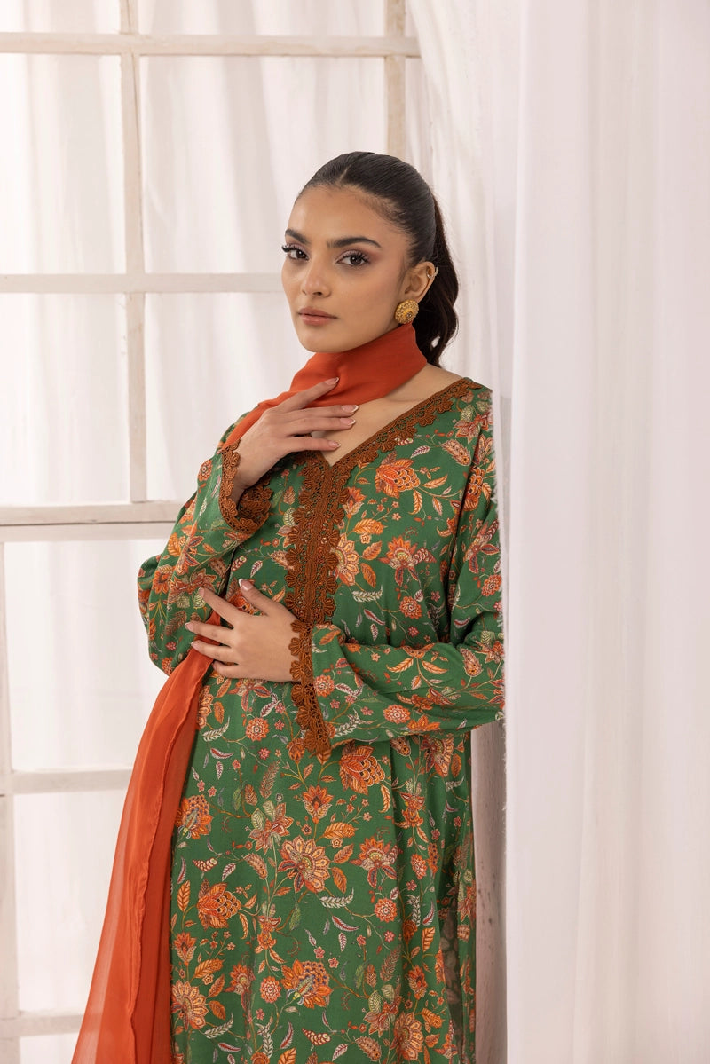 Nakhra Floral Arabic Lawn Suit With Chiffon Dupatta D6– Desi Posh
