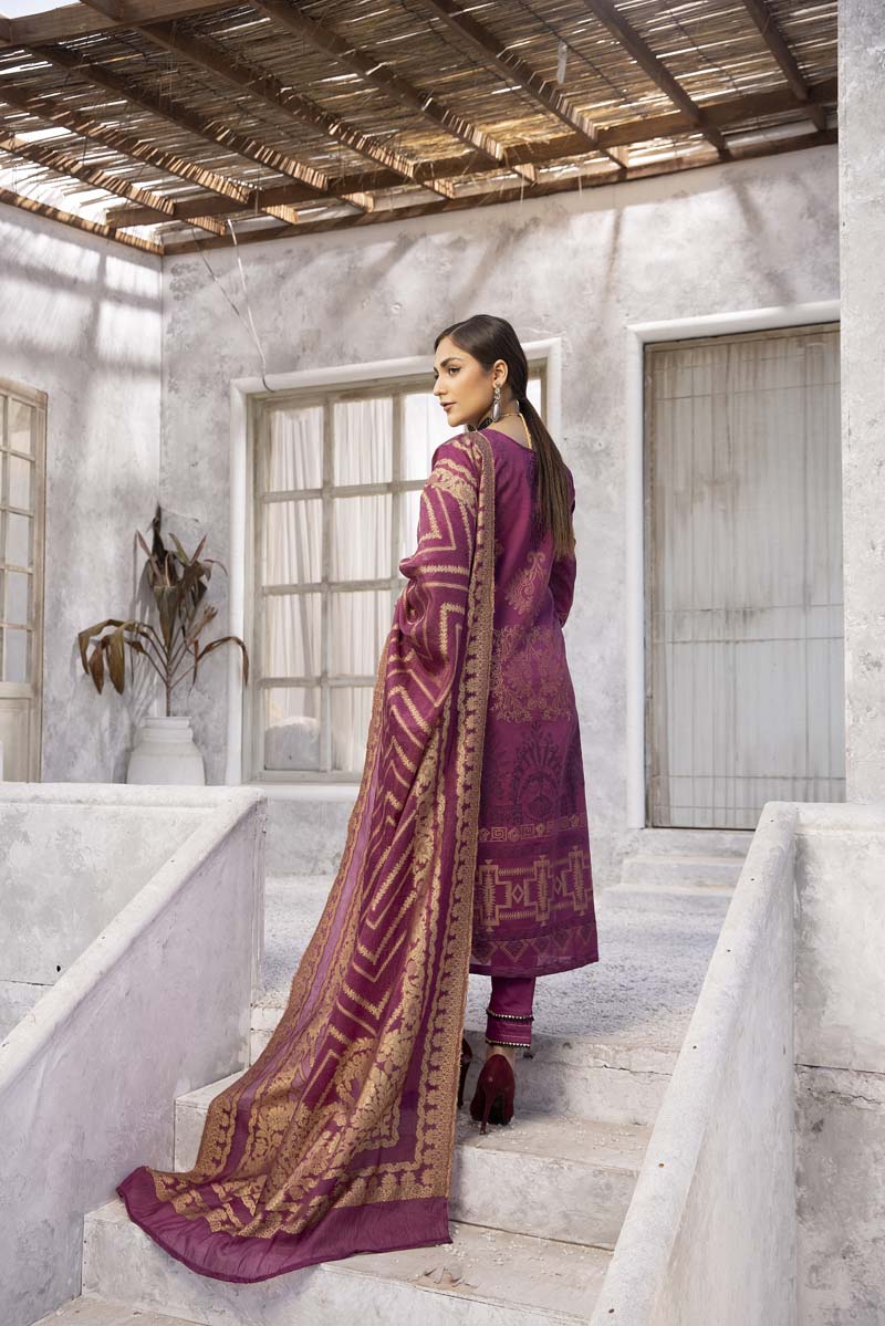 Elina Luxury Jacquard 3 Piece Deep Ruby Wedding Outfit– Desi Posh
