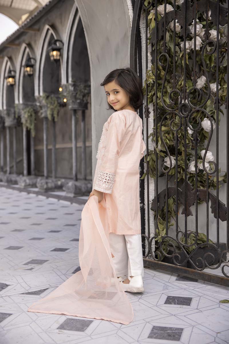 Sana Safinaz Inspired Girls Peach Chikan Kari Mummy & Me Eid Outfit ...