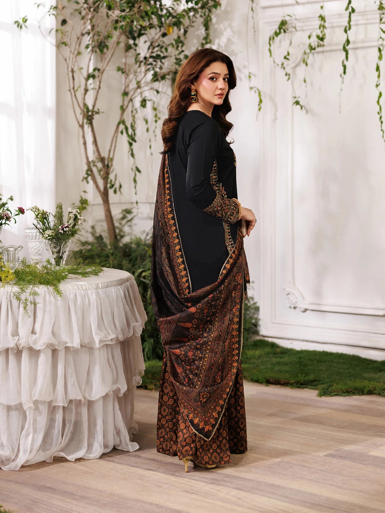 Mohagni Aabroo ZC-08 | Black Embroidered Pakistani Gharara Suit– Desi Posh