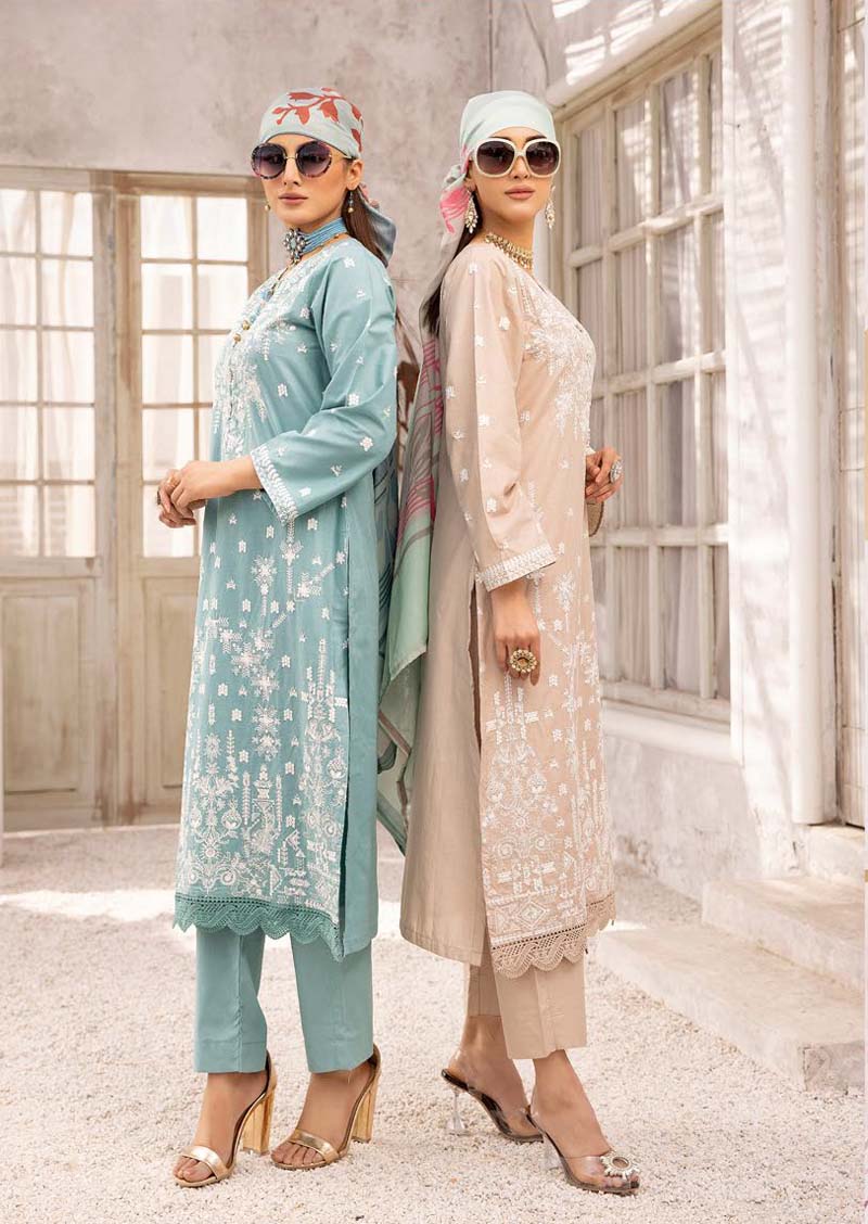 Limelight inspired 3 Piece Beige Cotton Outfit With Silk Dupatta– Desi Posh