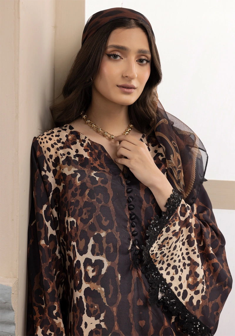 Maria B Inspired M.Prints 3 Piece Linen Viscose Outfit MPT-2509 | Desi Posh