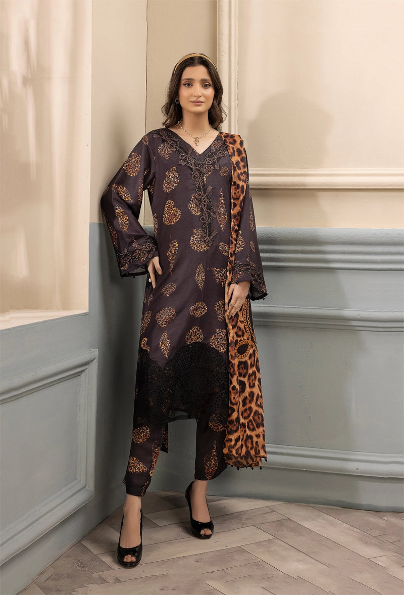 Maria B Inspired M.Prints 3 Piece Linen Outfit MPT-2510B | Desi Posh