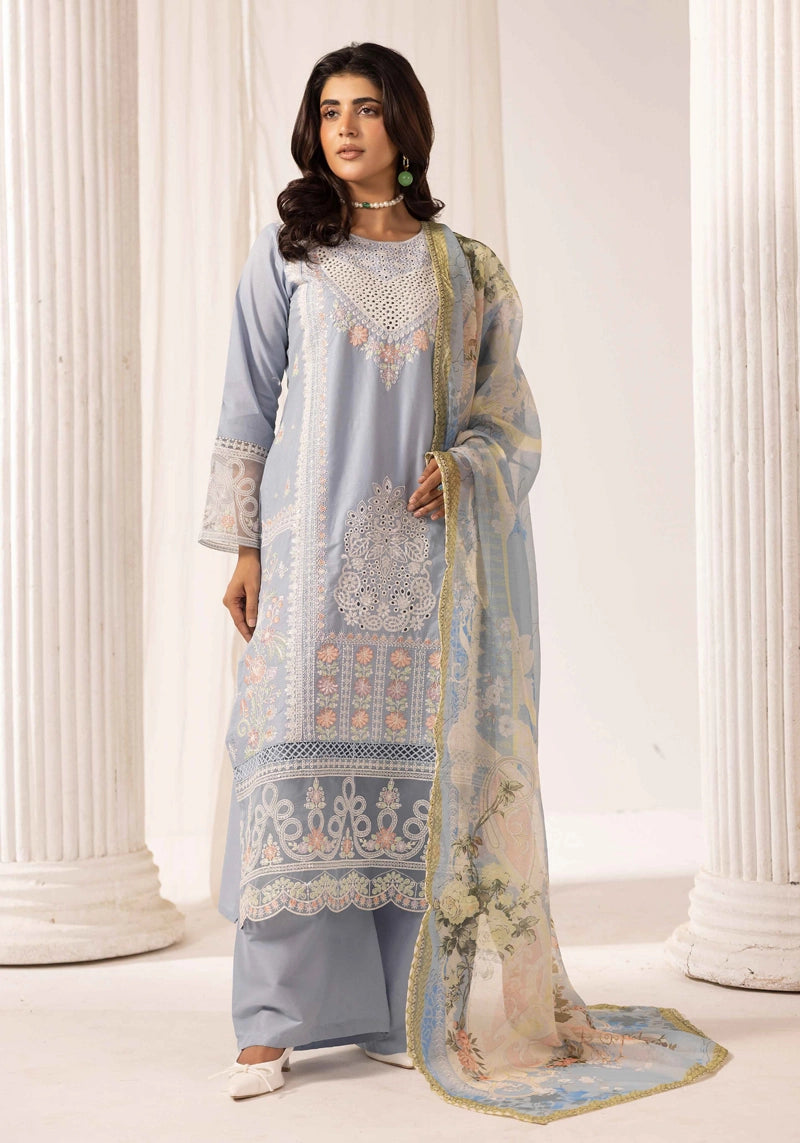 Maria B Inspired Mummy & Me Ladies Eid Outfit - Blue Chikan Kari | Desi ...