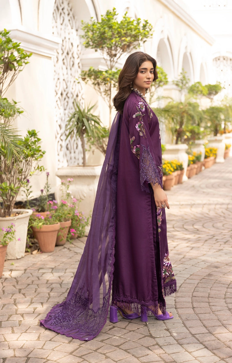 Ladies Purple Raw Silk Hand Embroidered Suit | Mummy & Me Eid 2026 ...